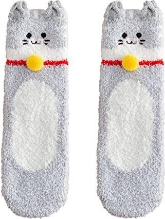 Generic Chaussettes Femme Chaussettes Chaudes Femme Chaussettes Thermiques Femme De Classique Hiver Motif Chat Mi-Mollet En Polaire &Eacute;paissie Id&eacute;ales Pour Dorm