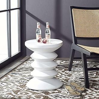 Safavieh Table dAppoint Extérieure Moderne Céramique, Blanc