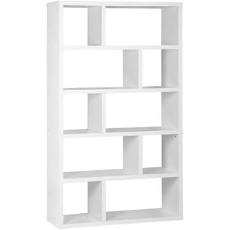 Sweeek Asymmetrisches B&uuml;cherregal im Holzlook 5 Ebenen 10 Staur&auml;ume