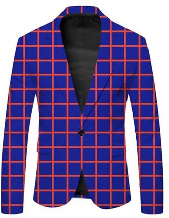 Generic Veste &agrave; carreaux pour homme - Coupe ajust&eacute;e - Moderne - Grand motif &agrave; carreaux - Veste de costume sportive et &eacute;l&eacute;gante - Veste de loisirs pour affaire