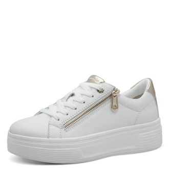 Tamaris Comfort Damen Plateau Sneaker mit Rei&szlig;verschluss Low Top, Wei&szlig; (White Nappa), 38 EU