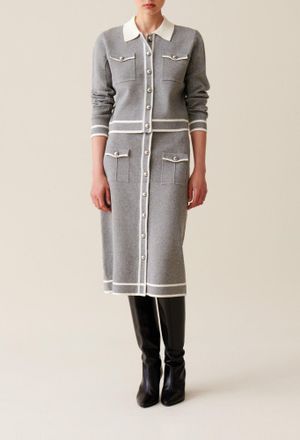 Claudie Pierlot Jupe maille mi-longue grise