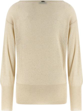 Herno Lam&eacute; and Sequin Sweater - Cream