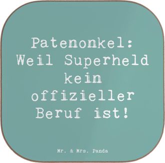 Mr. & Mrs. Panda gläseruntersetzer Spruch Patenonkel Superheld - Geschenk, Heldentaten, Geschenke, herzerwärmende Sprüche, Coaster, Beruf, Tassenuntersetzer, Untersetz