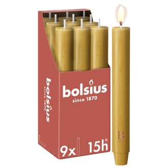 Bolsius Bolsius - Stabkerze XL Rustik - 23 x 3 cm - Oat Beige - im Karton zu 9 St&uuml;ck - L&auml;nge Brenndauer 15 Stunden - Unparf&uuml;mierte - Enth&auml;lt Nat&uuml;rliches Pflan
