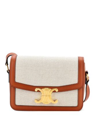 Celine Triomphe Shoulder Bag Canvas with Leather Teen crossbody bag - Tons neutres