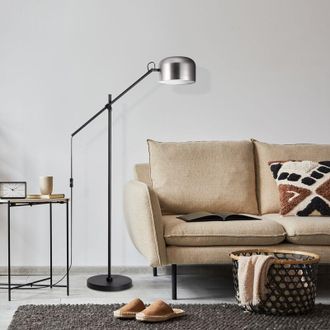 Paco Home Led Lampen Pendellampe Stehlampe Deckenlampe Deko Wohnzimmer Leselampe B&uuml;ro E27 Schwarz, Stehlleuchte Matt Nickel - Paco Home