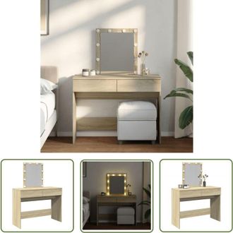 vidaXL The Living Store - Schminktisch mit LED-Beleuchtung Sonoma-Eiche 100x40x130 cm - Schminktisch - Kosmetikschrank - Schreibtisch - Badezimmerm&ouml;bel
