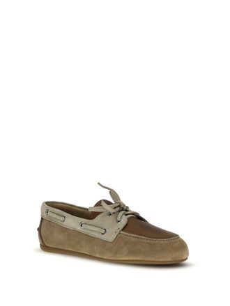 Miu Miu Womens Loafers Leather & Suede Ecru-Cinnamon Calf Ecru/cinnamon