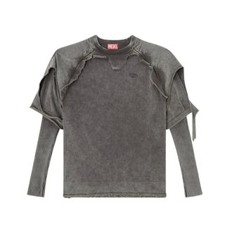Diesel Homme, Tops, Gris, Taille: L T-shirt en coton déchiré K-Petro