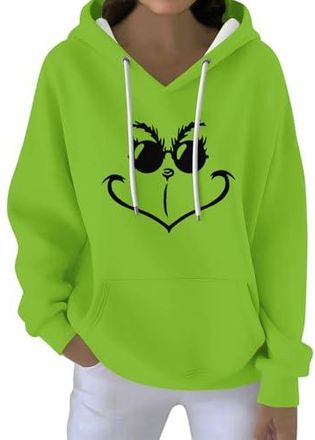 Generic Le Grinch Sweat A Capuche Femme Moche Pulls Femmes Pull De Pyjama Chaud 2025 Adulte Deguisement Vetement Christmas Hiver The Polaire Pilou Sweet Noel 