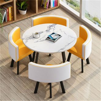 Generic 5-teiliges rundes Konferenztisch-Set, 1 Tisch und 4 St&uuml;hle, K&uuml;chentisch, Fr&uuml;hst&uuml;cksbar-Set, runder Tisch und St&uuml;hle f&uuml;r Esszimmer, K&uuml;che