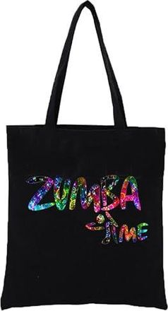 Keephen Zumba Print Canvas Tote Bag pour femmes Black Cotton Shoulder Bag Sacs réutilisables pour faire du shopping, épicerie, sacs cadeaux, sac de voyage, sa