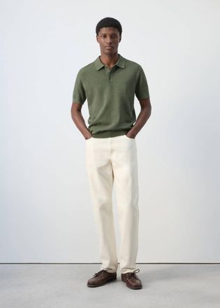 Mango Feinstrick-Poloshirt aus Baumwolle waldgr&uuml;n - Herren - XXL - MANGO MAN
