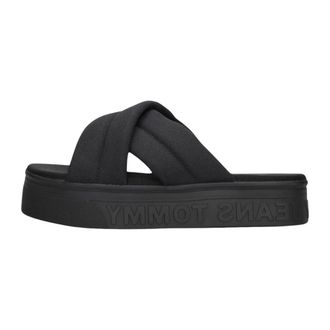 Tommy Jeans Schwarze Lettering Flatform Pantoletten - - Shoes - Damen - Schwarzk - 40 EU