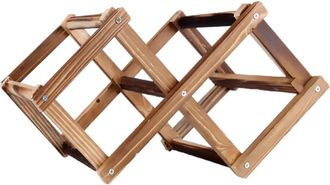 SOLUSTRE Faltbares Weinregal Holz Weinhalter F&uuml;r K&uuml;che Wohnzimmer 3-Flaschen Stand Weinaufbewahrung