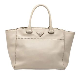 Prada Sac &agrave; main vintage en cuir Pre-owned - Femme - Pre-owned - Beige - Taille: ONE Size