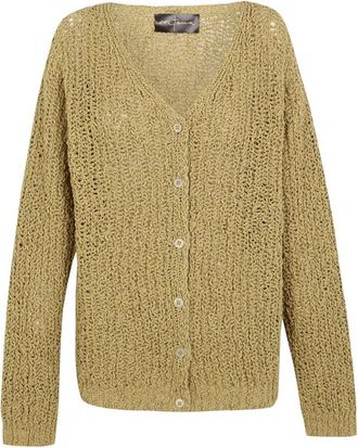 Cortana Femme, Pulls, Vert, Taille: 42 FR Cardigan en Tricot Oversize