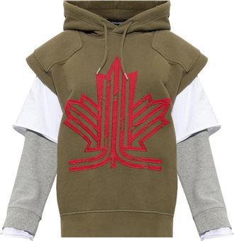 Dsquared2 Kapuzenweste aus Baumwolle mit Applikation - - Sweatshirts & Hoodies - Herren - Gr&uuml;n - XS