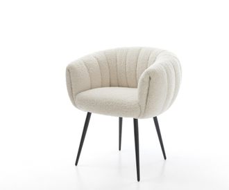 DELIFE Esszimmerstuhl Jada-Flex Teddystoff Beige 4-Fu&szlig; konisch Schwarz Taschenfederkern, Esszimmerst&uuml;hle