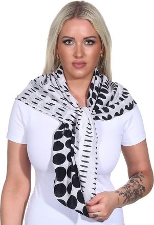 Harrys-Collection Damen Herren Baumwolltuch in vielen Farben 100 x 100 cm, Gr&ouml;&szlig;en:Einheitsgr&ouml;&szlig;e, Farben:Punkte schwarz