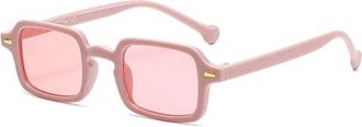 Generic Lunettes de soleil rectangulaires pour femmes ovales vintage lunettes de soleil hommes nuances femmes lunettes Candy UV400, rose, Taille unique