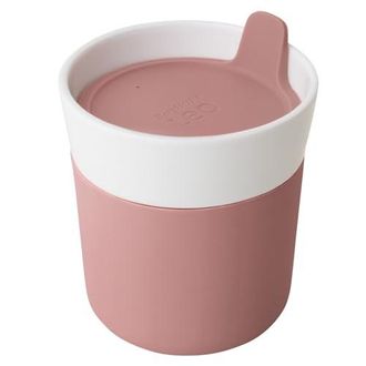 Berghoff 3950136 Reisebecher, Porzellan, 0,25 l, Rosa/Wei&szlig;