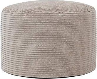 Icon Brand Milano Hocker, Beige, Flauschiger Cord Stoff, Sitzsack Cord, Sitzpuff Hocker mit F&uuml;llung, Fu&szlig;hocker f&uuml;r das Wohnzimmer, Deko Wohnzimmer