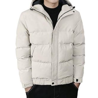 Generic Veste matelassée légère pour homme, veste dhiver classique Puffer, coupe-vent, doudoune pliable, fermeture éclair, veste de transition, veste thermiqu