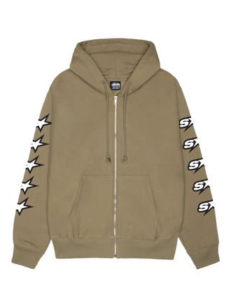 St&uuml;ssy hoodie zipp&eacute; &agrave; imprim&eacute; &eacute;toile - Tons neutres
