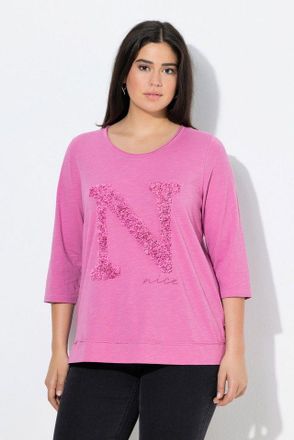 Ulla Popken T-Shirt Shirt Nice Classic Rundhalsausschnitt 3/4-Arm