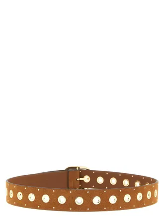 Pinko Studded Suede Belt - Tan