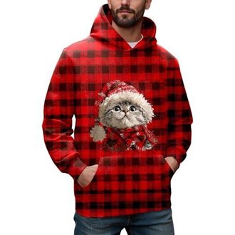 Generic Pull de Noël 2025 pour homme, fantaisie, moche, imprimé graphique 3D, sweatshirt décontracté, fêtes de fin dannée, pull à capuche avec poche pour adul