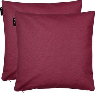Linum Annabell Elegant Kissenh&uuml;lle 40x40 cm 2er-Pack, 100% Baumwolle, Maschinenwaschbar, Blasses Weinrot