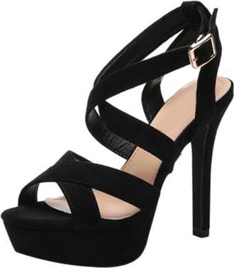 Minkissy Sandales &agrave; Talons Hauts Femme Peep Toe Noir Mode &Eacute;t&eacute; Talons Fins et Plateforme Antid&eacute;rapante Confortables et Respirantes Style &Eacute;l&eacute;gant pour F&ecirc;te et Qu