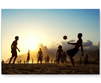 Paul Sinus Art Leinwandbilder | Bilder Leinwand 120x80cm Fußball im Sonnenuntergang