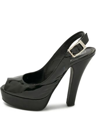 Fendi sandales en cuir &agrave; bride arri&egrave;re - Noir