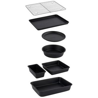 Salter Salter Bakes 7-teiliges Backgeschirr Set, Antihaftbeschichtet, Backblech, Kuchenform, Tortenform, Brownie-Pfanne, Bratdose, Kühlregal, Backutensilien,