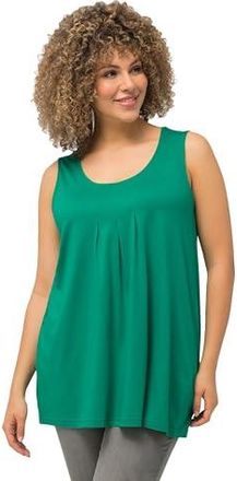 Ulla Popken Haut, Plis décoratifs, Ligne A, col Rond, sans Manches, Modal T-Shirt, émeraude, 54-56 Femmes