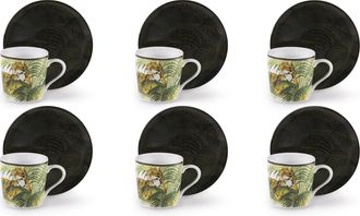 Excelsa Leopard Set aus 6 Espressotassen, Porzellan, Fassungsvermögen 100 ml, mehrfarbig
