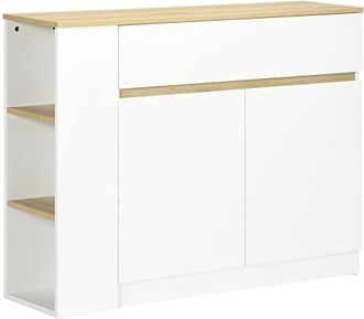 HOMCOM Buffet, Meuble de Rangement, avec Placard 2 Portes, &eacute;tag&egrave;re r&eacute;glable, 2 tiroirs, 3 &eacute;tag&egrave;res Ouvertes, 110 x 29,5 x 82 cm, pour Salle &agrave; Manger, Salon, 