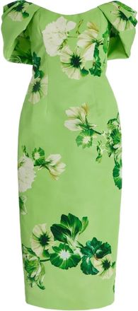 Monique Lhuillier floral-print midi dress - Vert