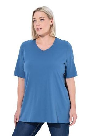 Ulla Popken T pour Femme, col en V, d&eacute;contract&eacute;, Manches mi-Longues, Bleu, 50-52