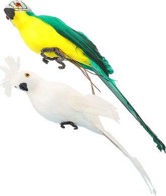 Pretyzoom Papageien Dekoration 2 St&uuml;ck K&uuml;nstliche V&ouml;gel F&uuml;r Garten Park Kinderzimmer Realistische Ornamente
