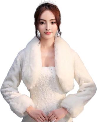 Generic NYSBH Bol&eacute;ro &eacute;l&eacute;gant &agrave; manches longues pour femme Ivoire, ivoire, XL