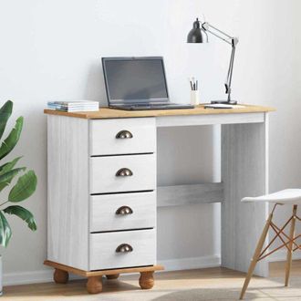 vidaXL Bureau avec tiroir Blanc 95 x 40 x 75 cm Bois massif en pin Vidaxl