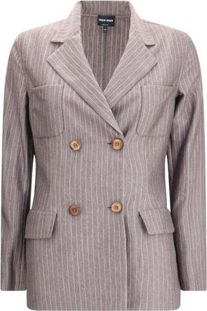 Giorgio Armani Femme, Vestes, Gris, Taille: 42 FR Blazer à rayures en jersey à double boutonnage