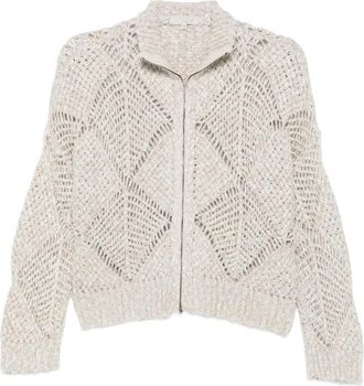 Antonelli Maira Sequin-embellished Open-knit Cardigan
