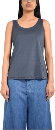 Max Mara Femme, Tops, Bleu, Taille: 42 FR Top en jersey de coton et modal