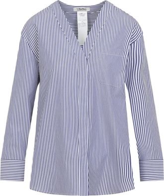 Max Mara Femme, Blouses et Chemises, Bleu, Taille: 38 FR Chicca Striped Shirt